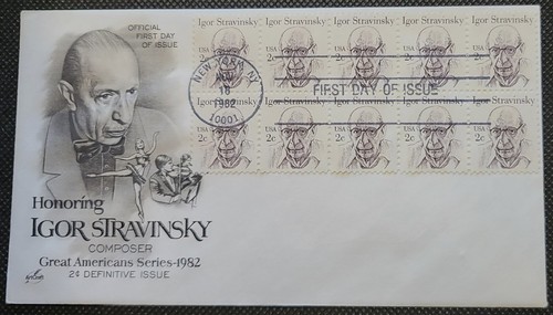 Scott 1845 FDC Igor Stravinsky Great Americans Series BLK10 Art Craft ...
