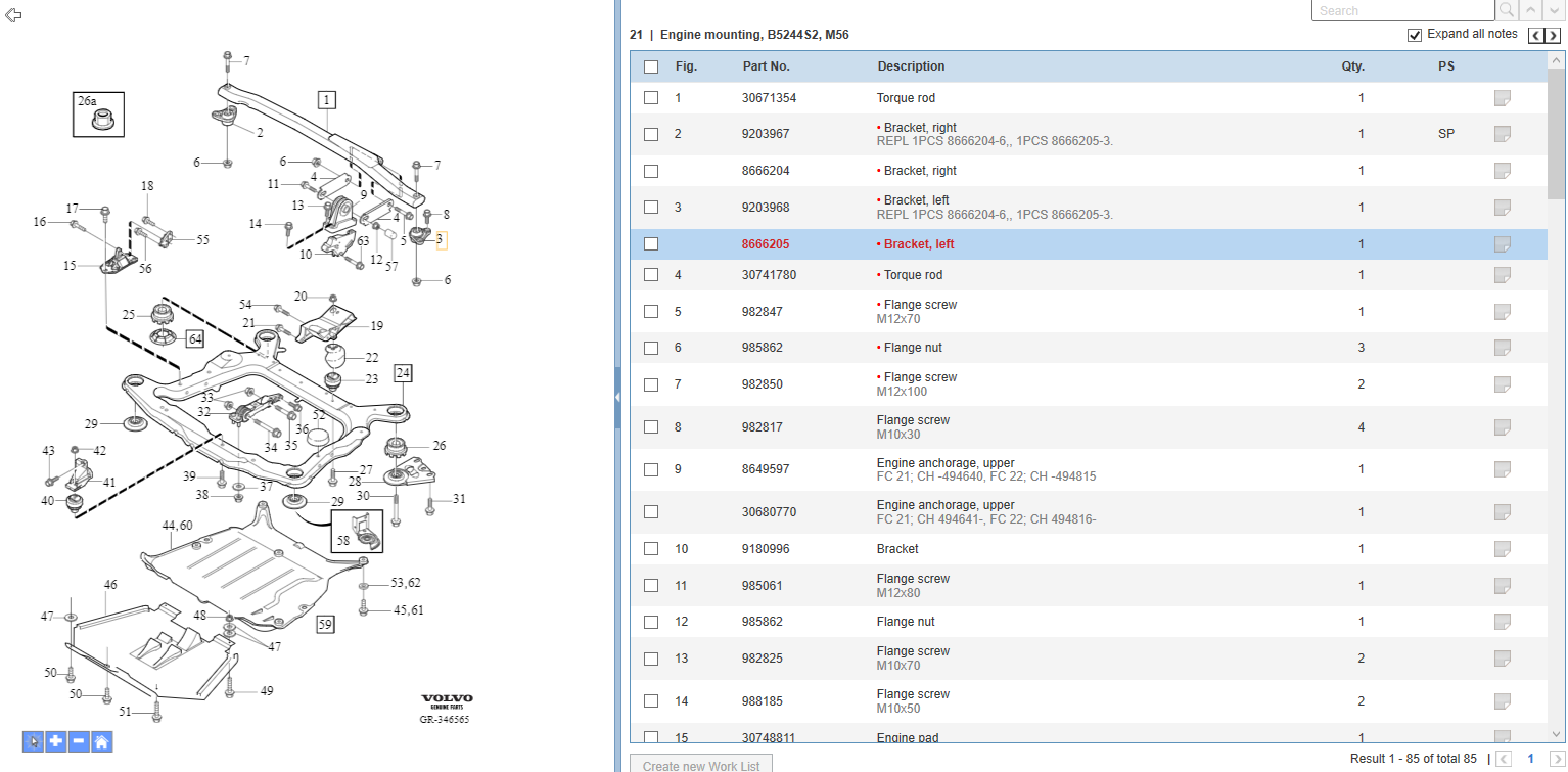 VOLVO V70 II SW 8666205 Support moteur Côté Gauche 2.40 Petrol 103kw ...