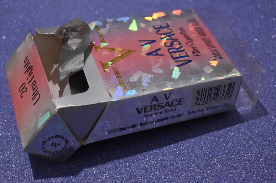 filter cigarettes Empty pack Vintage with inset A V Versace light ...