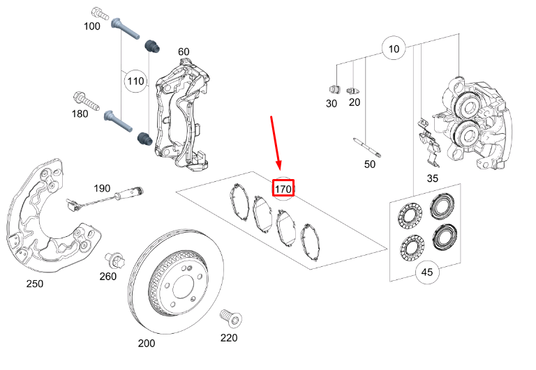 MERCEDES-BENZ GLE W167 Front Wheel Brake Pad Set A0004206603 NEW ...