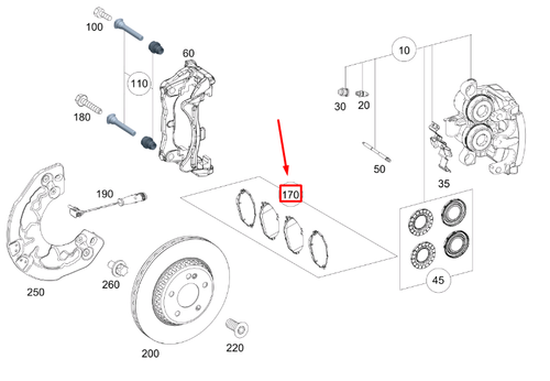 MERCEDES-BENZ GLE W167 Front Wheel Brake Pad Set A0004206603 NEW ...