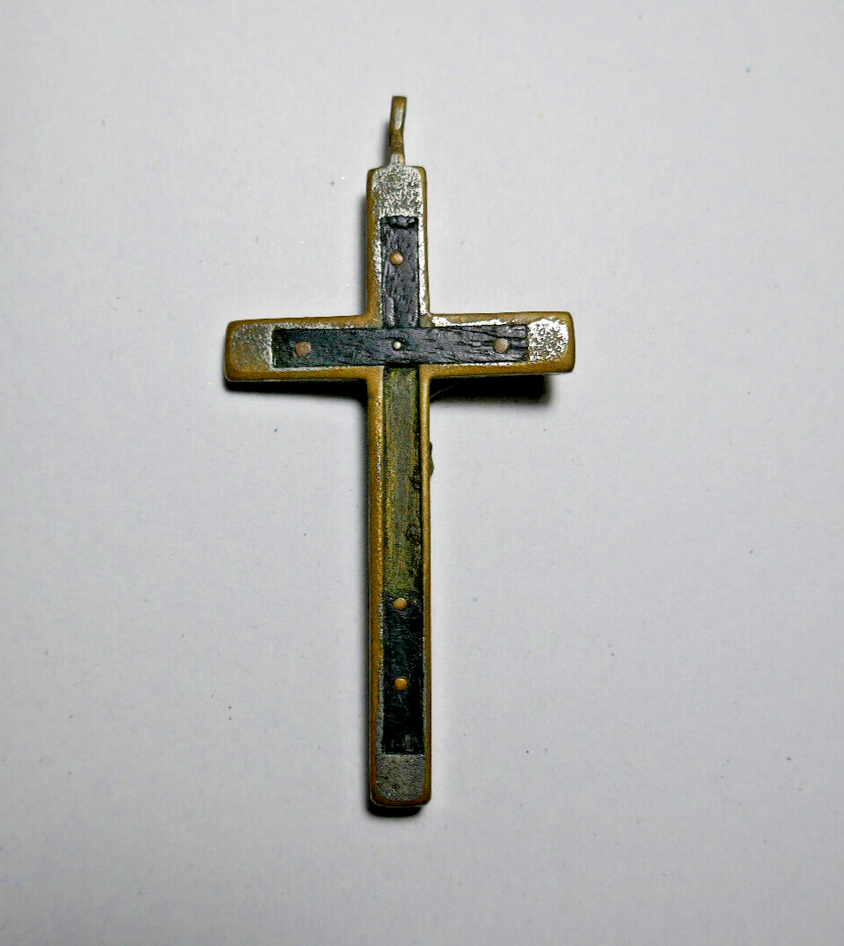 ANTICA CROCE CROCIFISSO FINE '800 90x43mm DA CINTOLA ROSARIO MONACO ...