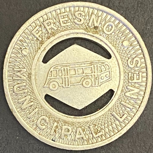 Fresno Municipal Lines G/F One School Fare Transit Token WM 23mm Scarce ...