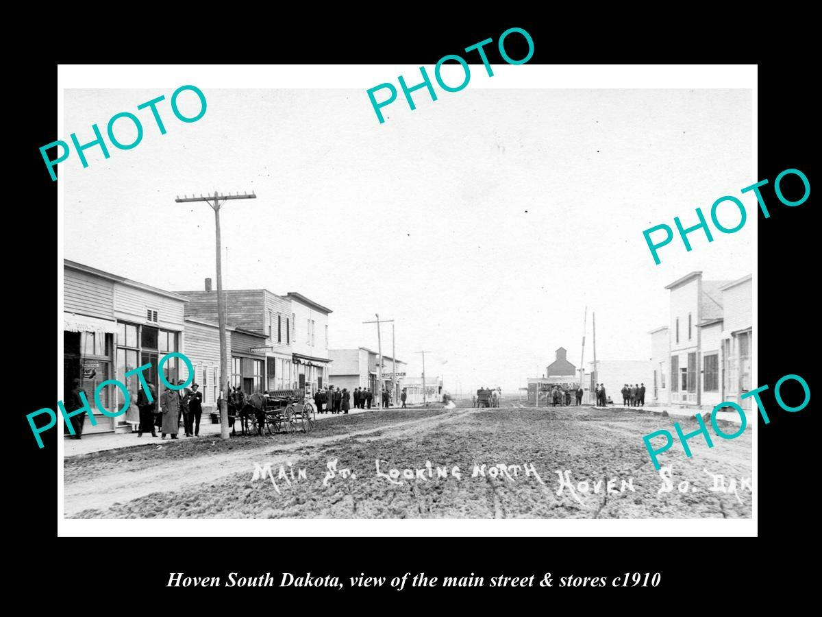 OLD POSTCARD SIZE PHOTO OF HOVEN SOUTH DAKOTA THE MAIN STREET & STORES ...