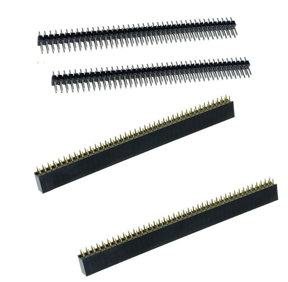 2Pairs 4PCS 2x40Pin 2.54mm Female Socket Header PCB Connector & Double ...
