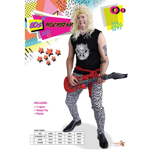 Adult Rock Star 80s Pop Star Musician Men's Costume Fancy Dress Hard ...