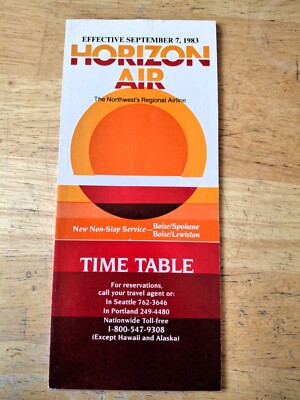 HORIZON AIR Timetable September 7 1983 | eBay