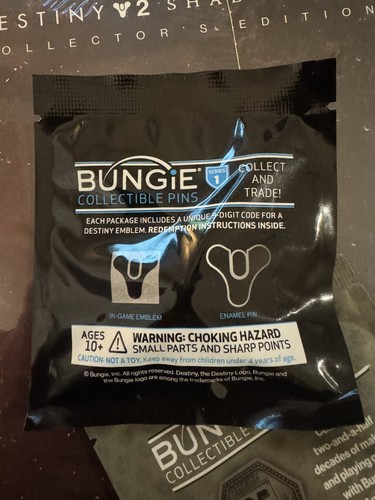DESTINY 2 BUNGIE BLACK TRICORN PIN SEALED RARE RETIRED COLLECTIBLE 2017 ...
