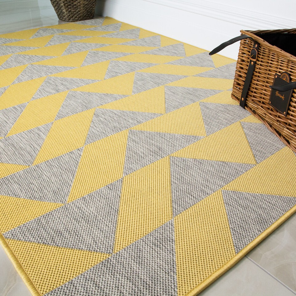 Ochre Mustard Rugs For Living Room Modern Soft Warm Yellow & Grey ...