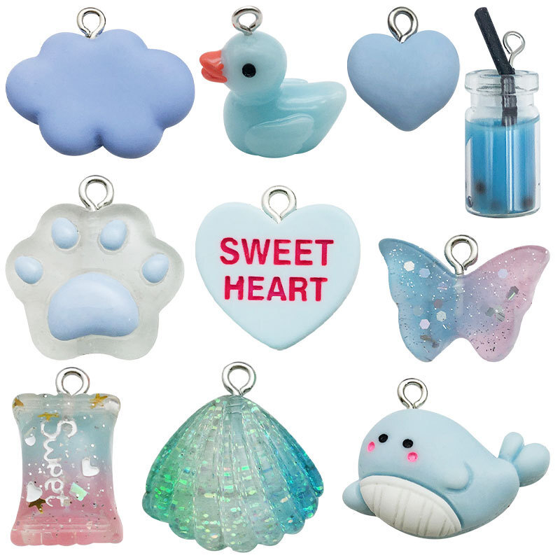 Mix 10pcs Cute Cartoon Resin Charms Pendants For Jewelry Making ...