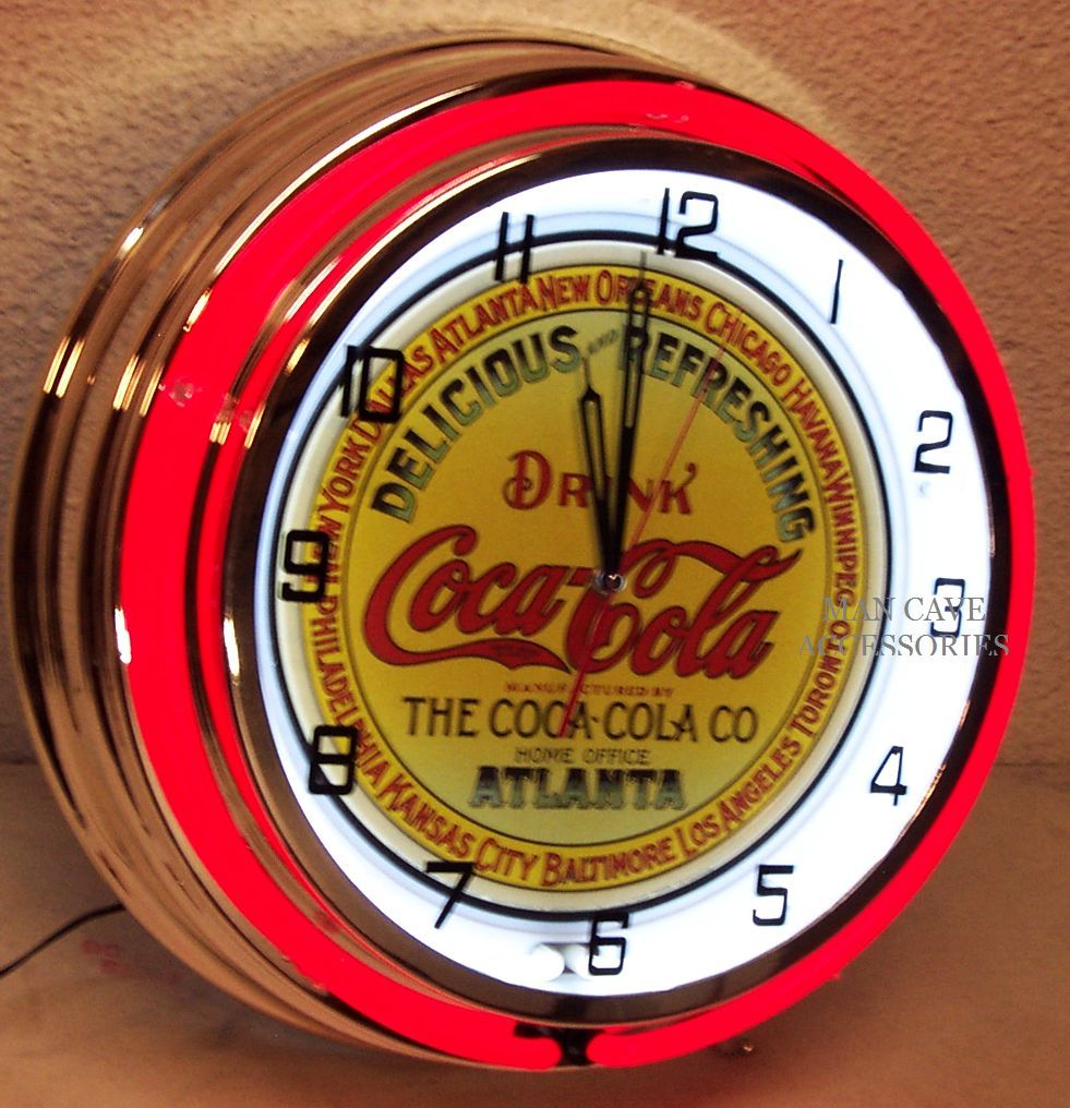 Vintage Neon Cocacola Clock Amazon.com: Coca Cola Chrome Double Rung