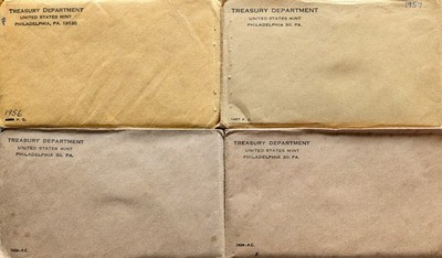 LOT OF 4 1956 1957 1958 1959 UNCIRCULATED U.S. MINT PROOF SETS 90% ...
