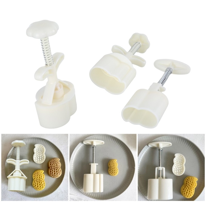 Peanut Shape Moon Cake Molds Cookie Stamp Hand Pressure Moon Cake ...