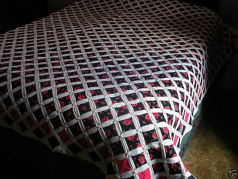 Cathedral Window Quilt, Red Rose Pattern, Queen Size | eBay