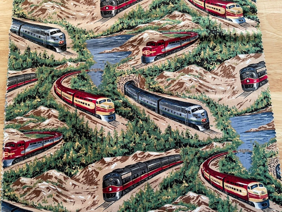 TRAINS Windham Fabrics Division Of Baum Textile Mills Cotton Fabric 13. ...