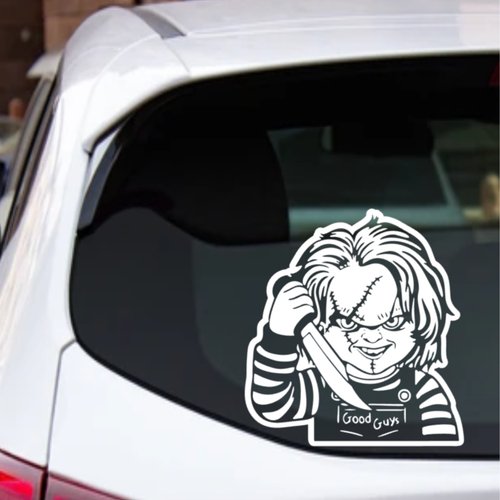 Vinyl Decal Chucky - scary - horror- widow car - sticker- waterproof ...