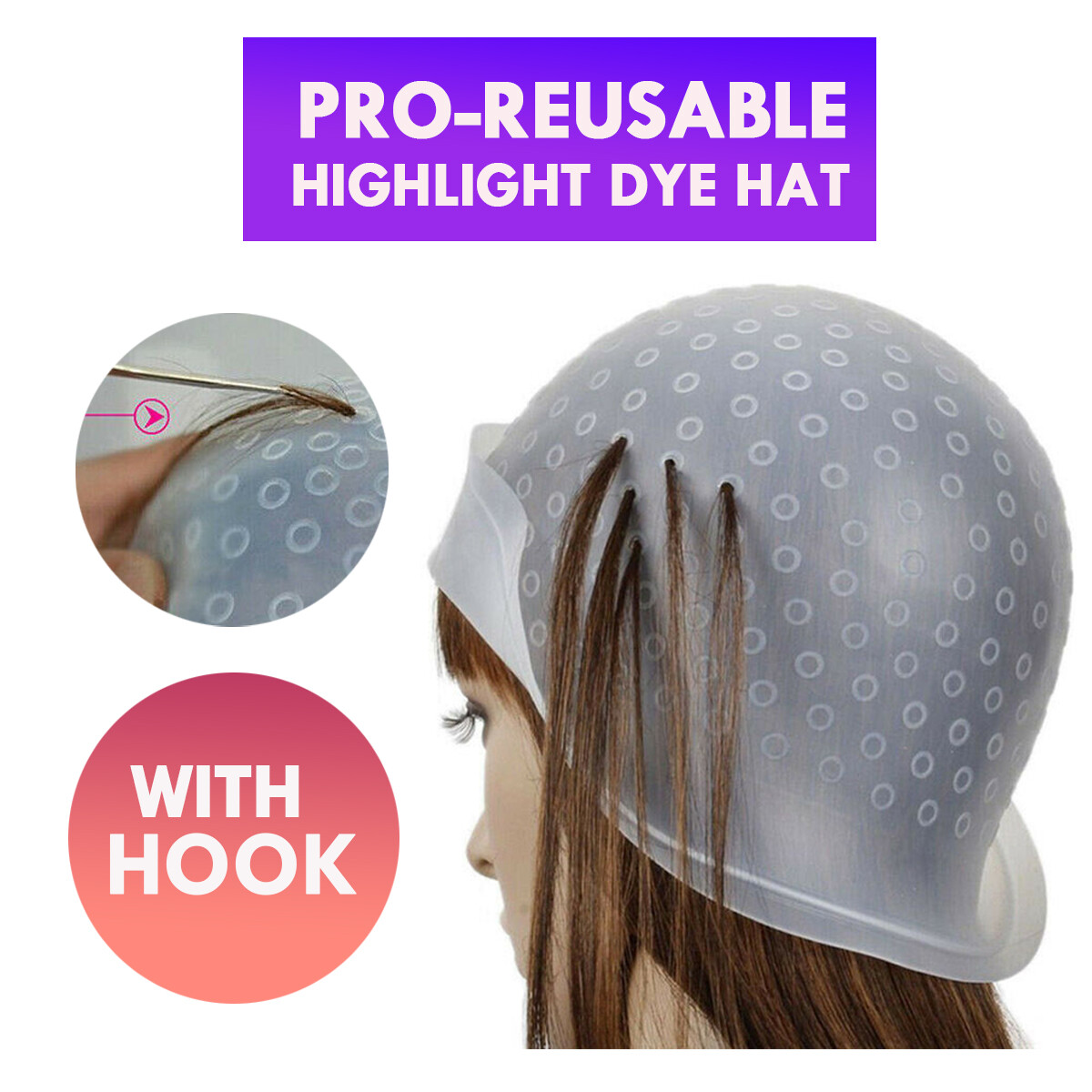 Silicone Dye Hat Reusable Cap for Hair Color Highlighting Hairdressing ...