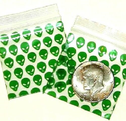 100 Baggies Green Aliens 2020 Apple 2 x 2 in. mini ziplock bags ...