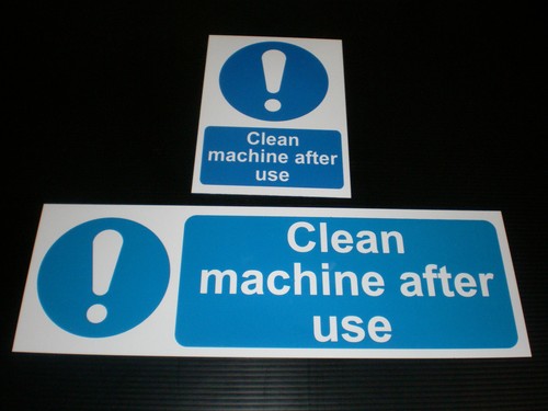 CLEAN MACHINE AFTER USE Sign Plastic, Sticker & Holed Catering Food ...