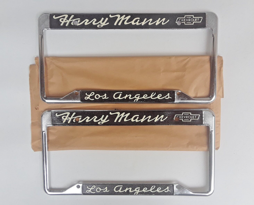 Harry Mann License Plate Frame Pair - NOS - Los Angeles - Chevrolet ...