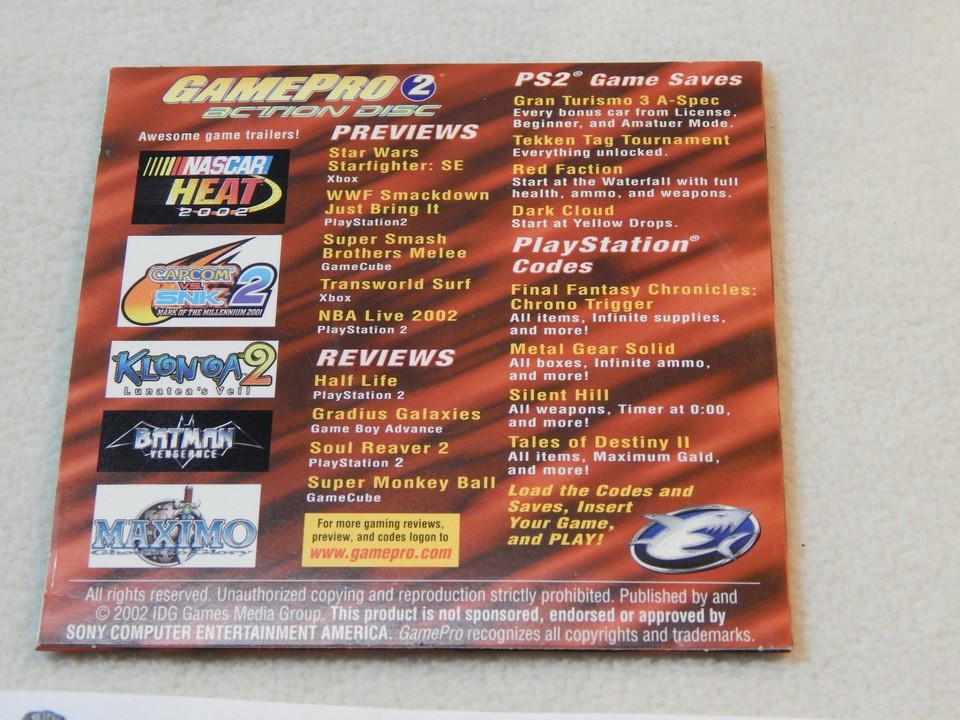 GamePro Action Disc 2 PS2 Playstation Complete w/ Sleeve | eBay
