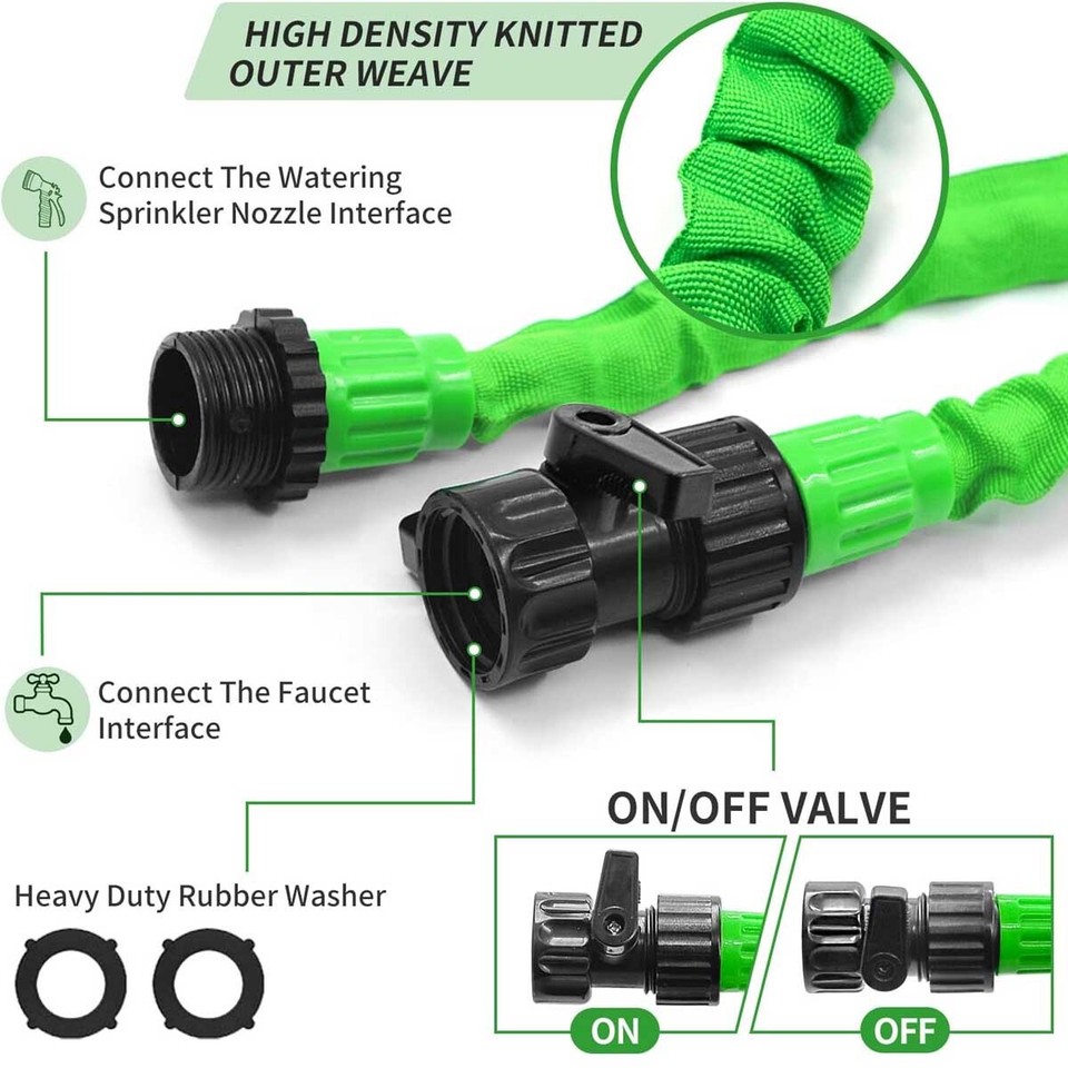 Garden Hose 100ft Water Hose for Garden, Outside Yard, 7 Function Spray ...