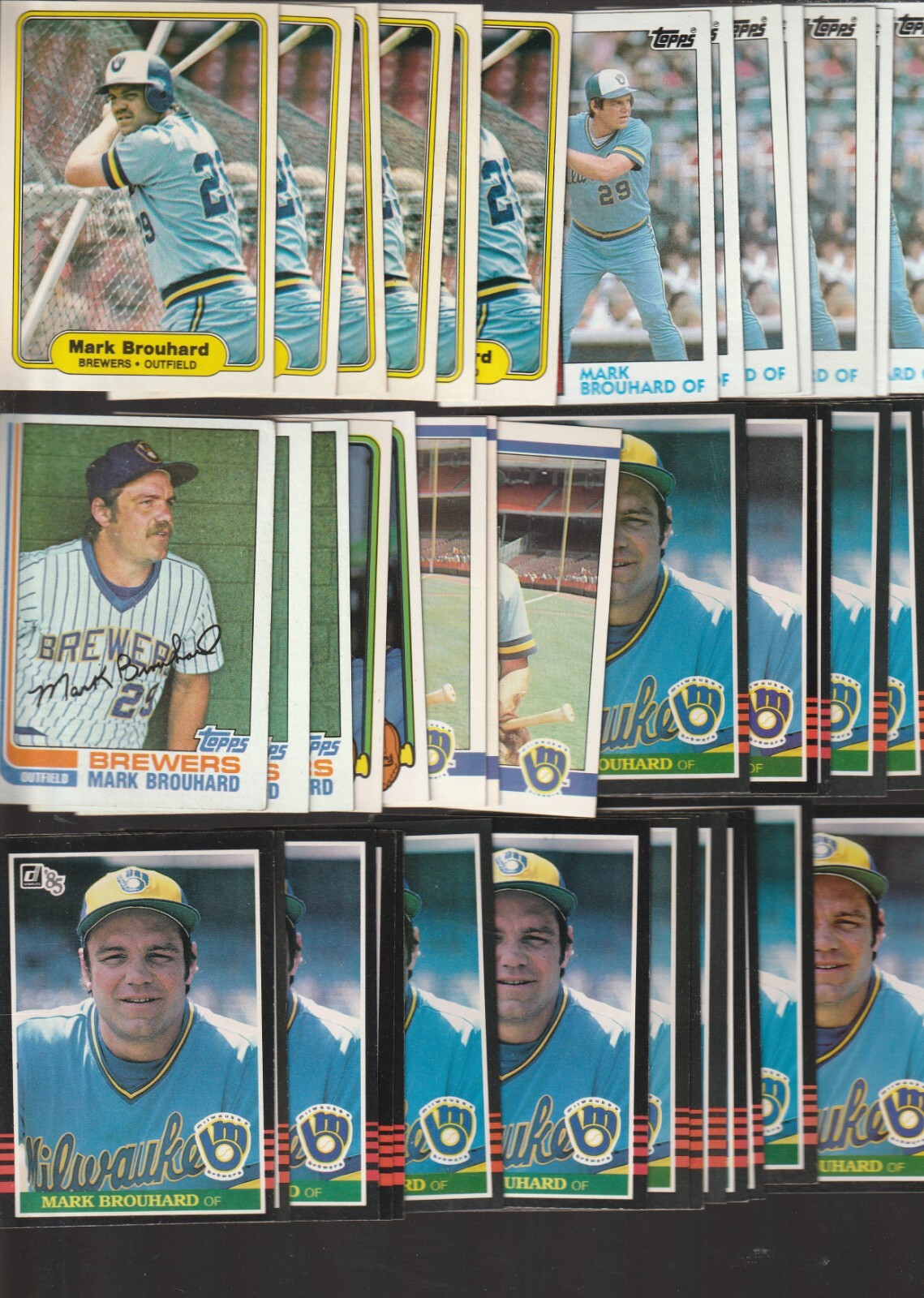 MARK BROUHARD BULK LOT OF 75 BASEBALL CARDS 11 DIFFERENT BREWERS ...