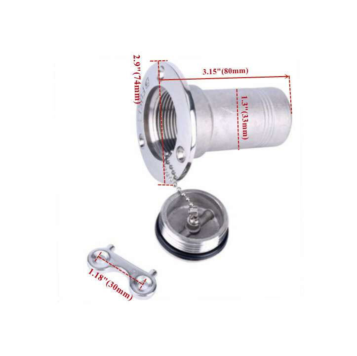 Stainless Steel Boat Deck Gas Fuel Filler with Key Cap 1.5" Marine ...