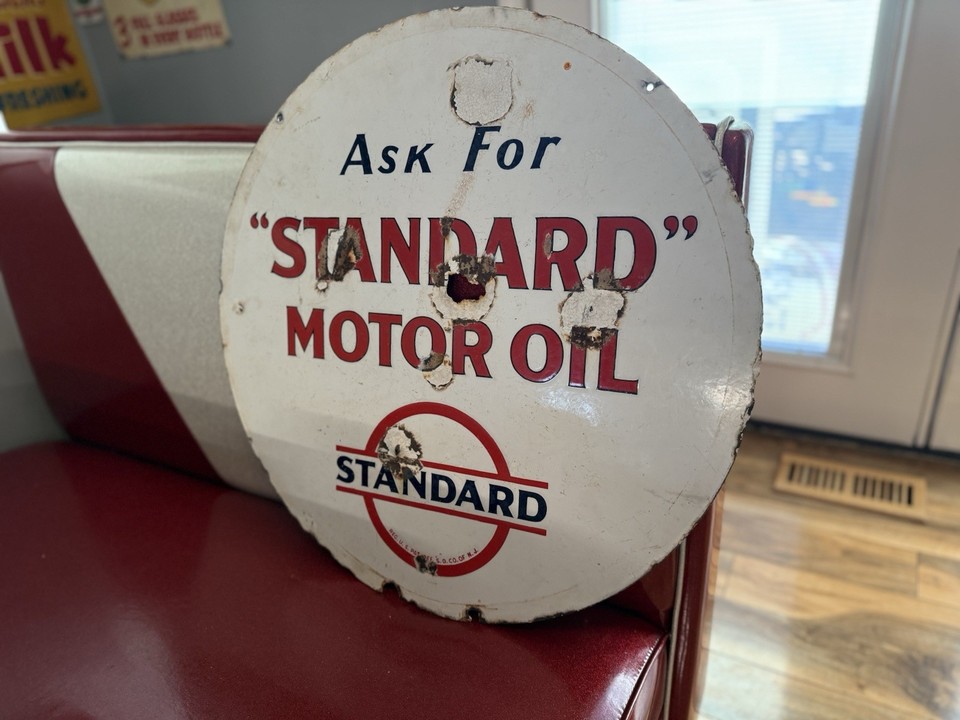 Double Sided Porcelain “standard” Motor oil Advertising Sign | eBay