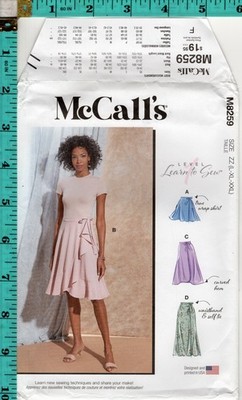 "Misses' Skirts" ©2022 McCall's Level 1 Learn to Sew Pattern M8259 L ...