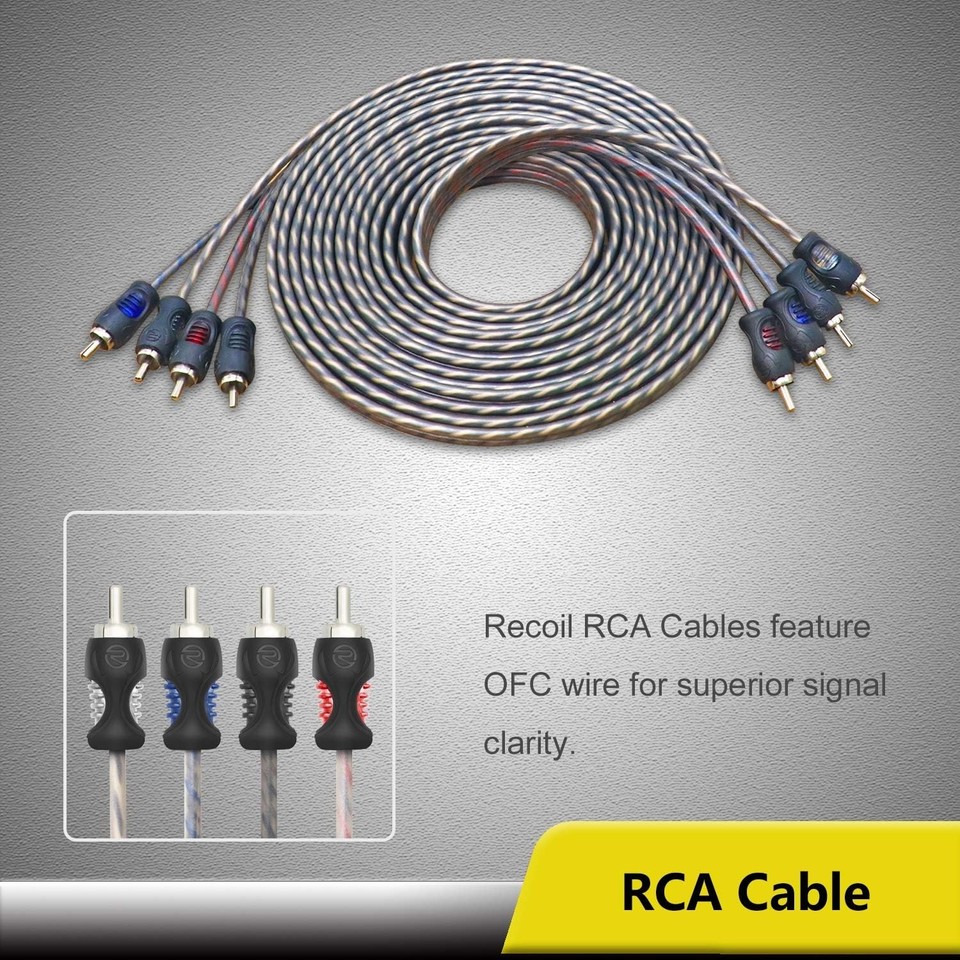 RCK44 4GA Complete Car Audio Amplifier Wiring Kit – 4-Channel with RCA ...