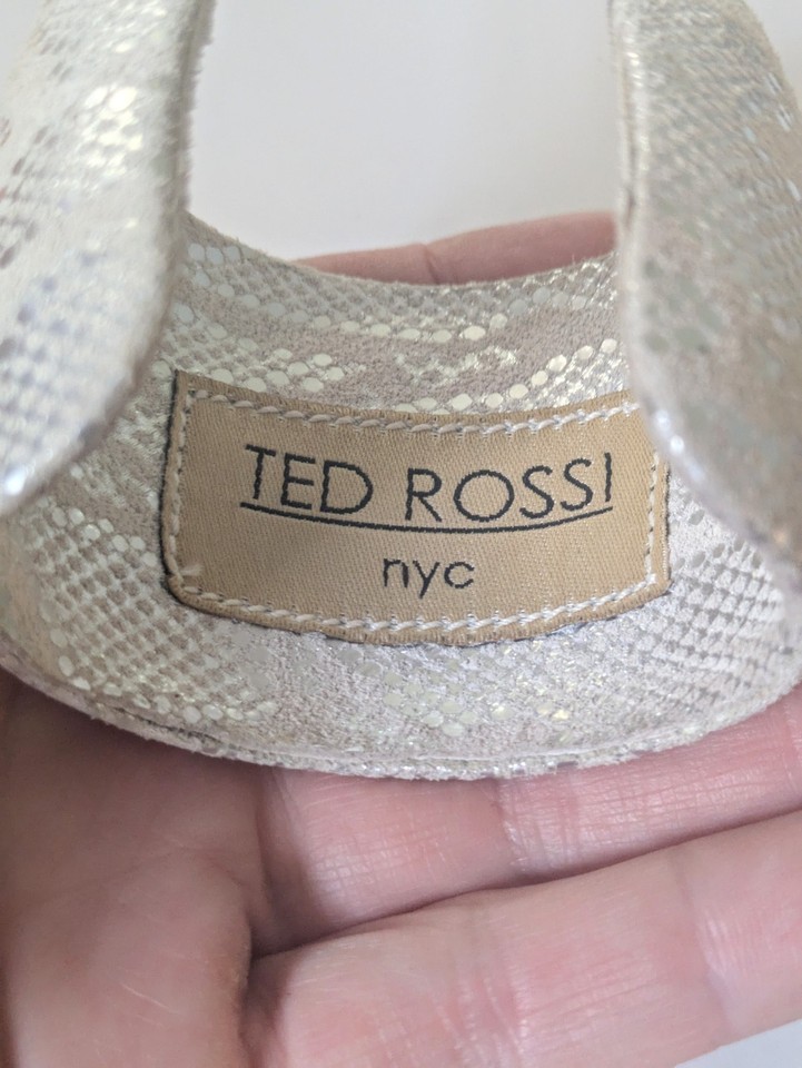 TED ROSSI NYC White & Silver Embossed Python Snake Skin Wide Cuff Bracelet | eBay