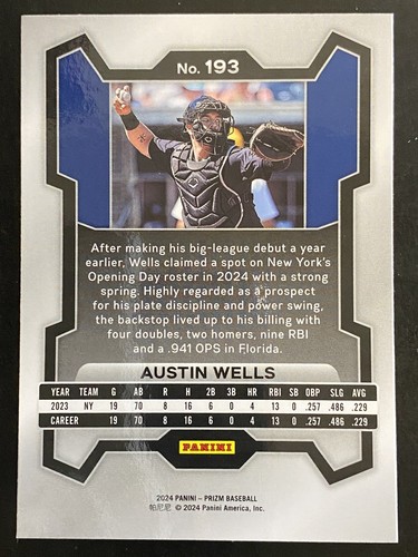 Austin Wells 2024 Panini Prizm Baseball Rookie New York Yankees #193 | eBay