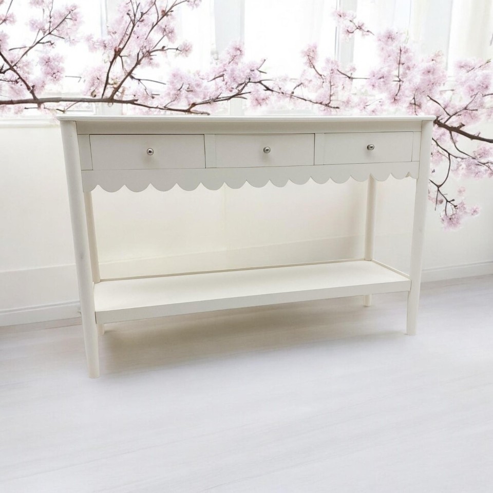 Cream 3 Drawer Console Table Shelf Hallway Side End Dressing Table Desk ...