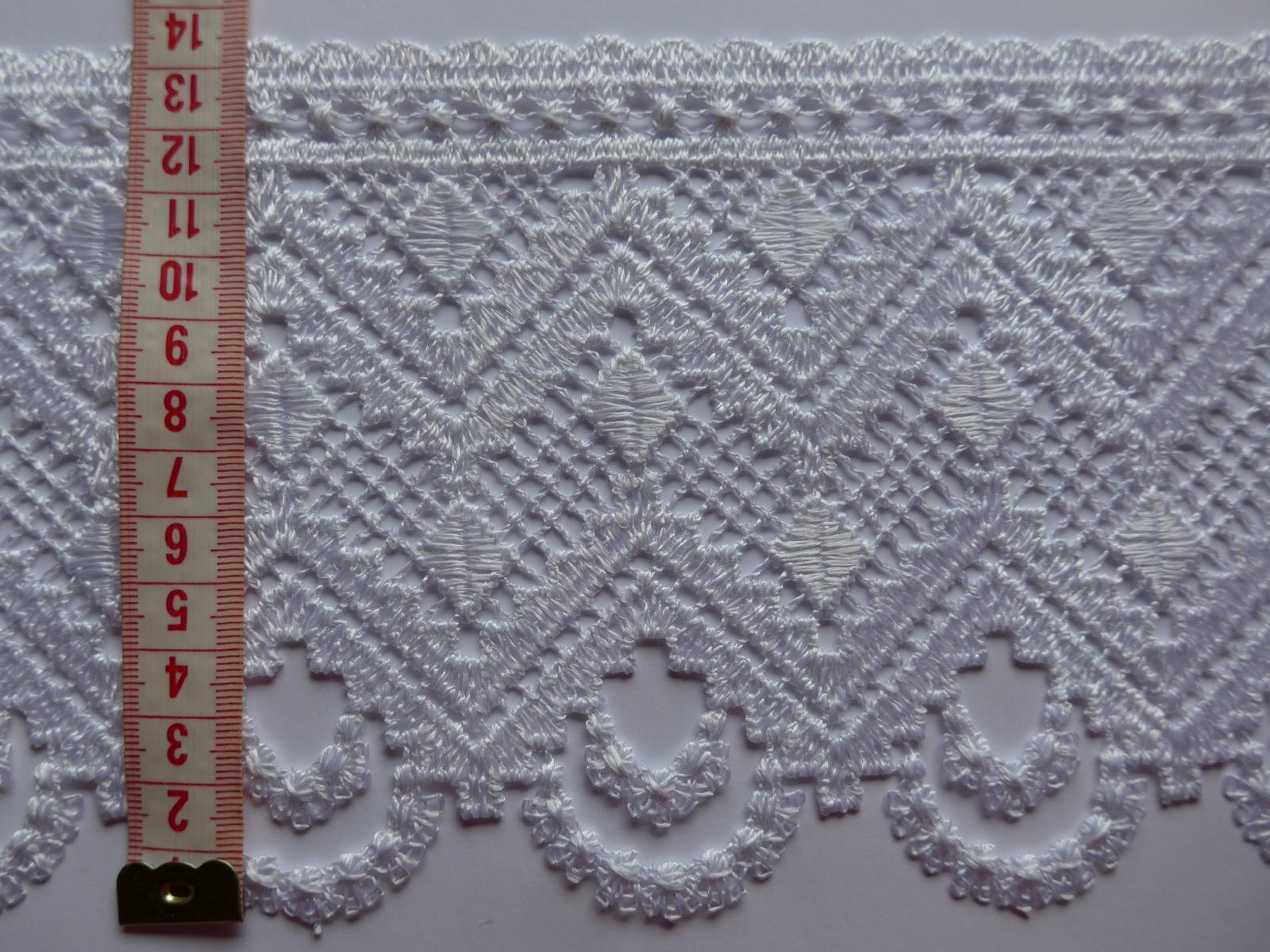 Gardinen Borte Bögen und Muster 13cm hoch weiß Hochglanzgarn Meterware ...