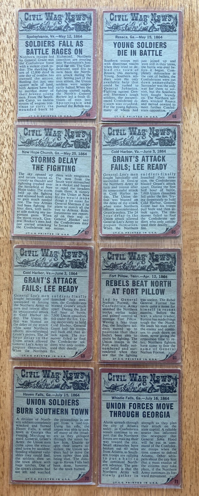 Civil War News Cards w. Unmarked Checklist Lot of 32 | eBay