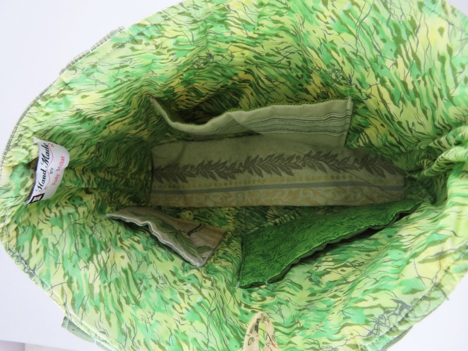 Handmade Cloth Purse Shoulder Bag Tote Earth Tones Greens Botanicals ...
