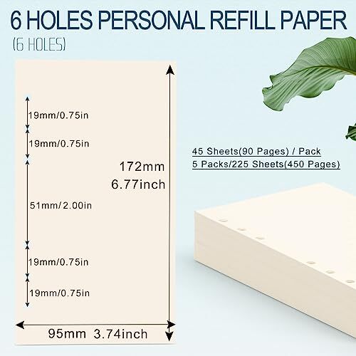 A6 Refill Paper 5 Pack 100GSM Thick Refillable Paper 6 Hole Filler ...