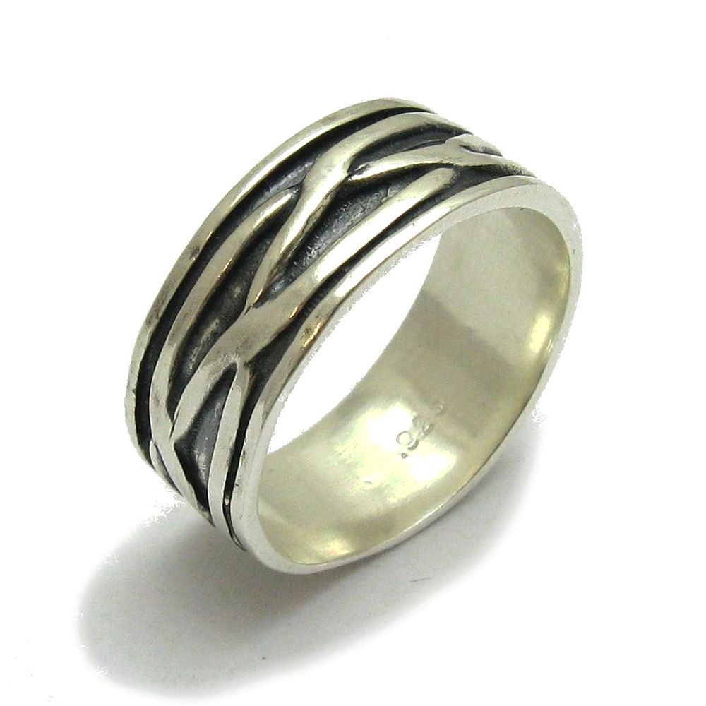 Genuine Stylish Sterling Silver Ring Stamped Solid 925 8mm Wide Band ...