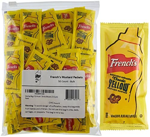 50 Count - French’s Mustard Packets - Single Serve Mustard Condiment ...