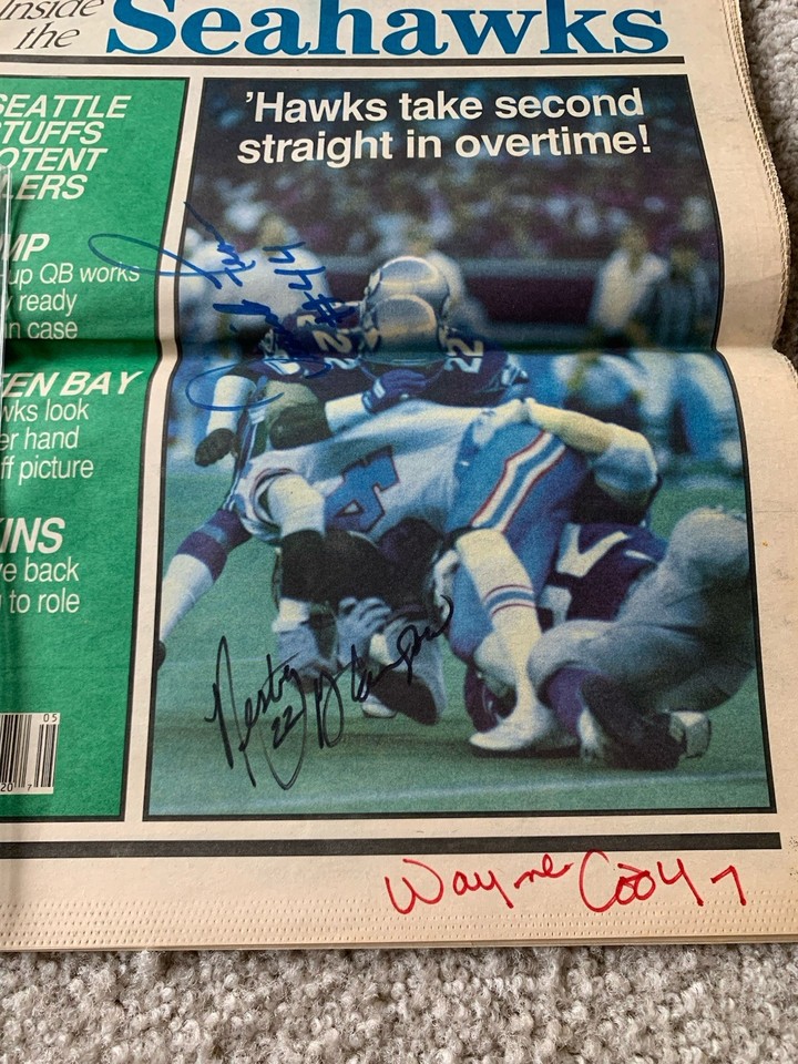 Seattle Seahawks Autographs Dave Krieg, Derrick Fenner, Nesby Glasgow ...
