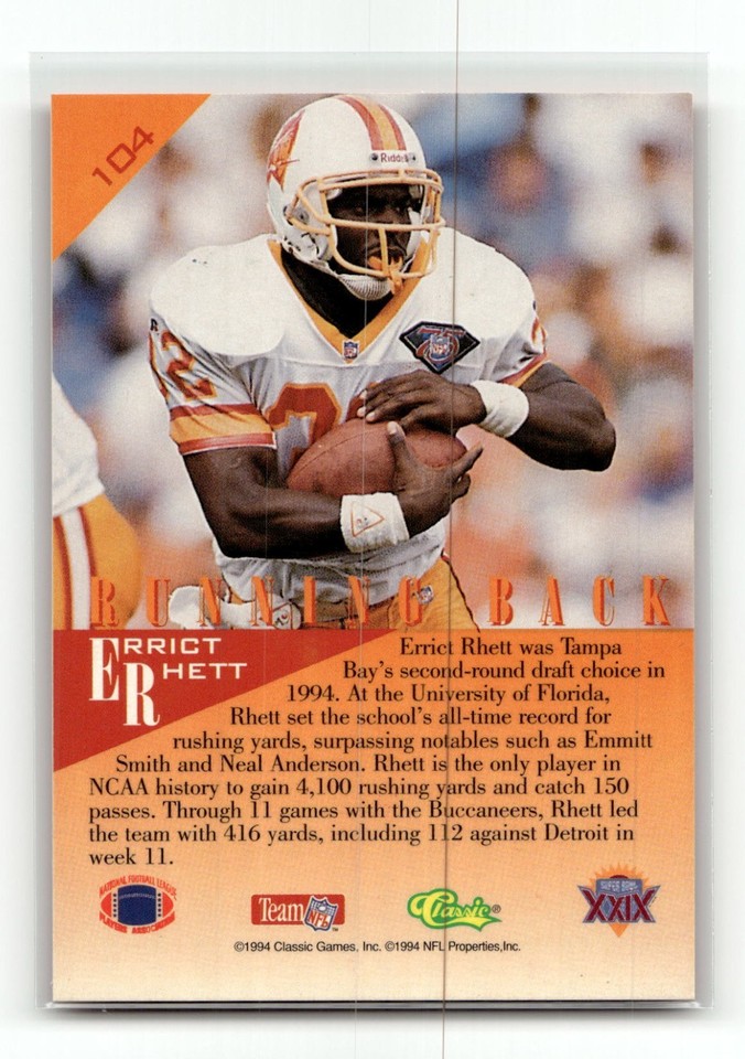 1995 Classic NFL Experience - Errict Rhett #104 NFL Football | eBay