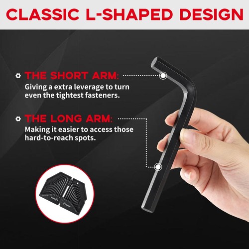 30 PCS Hex Head Key Allen Wrench Tool Set Organizer Kit Alloy Steel L ...