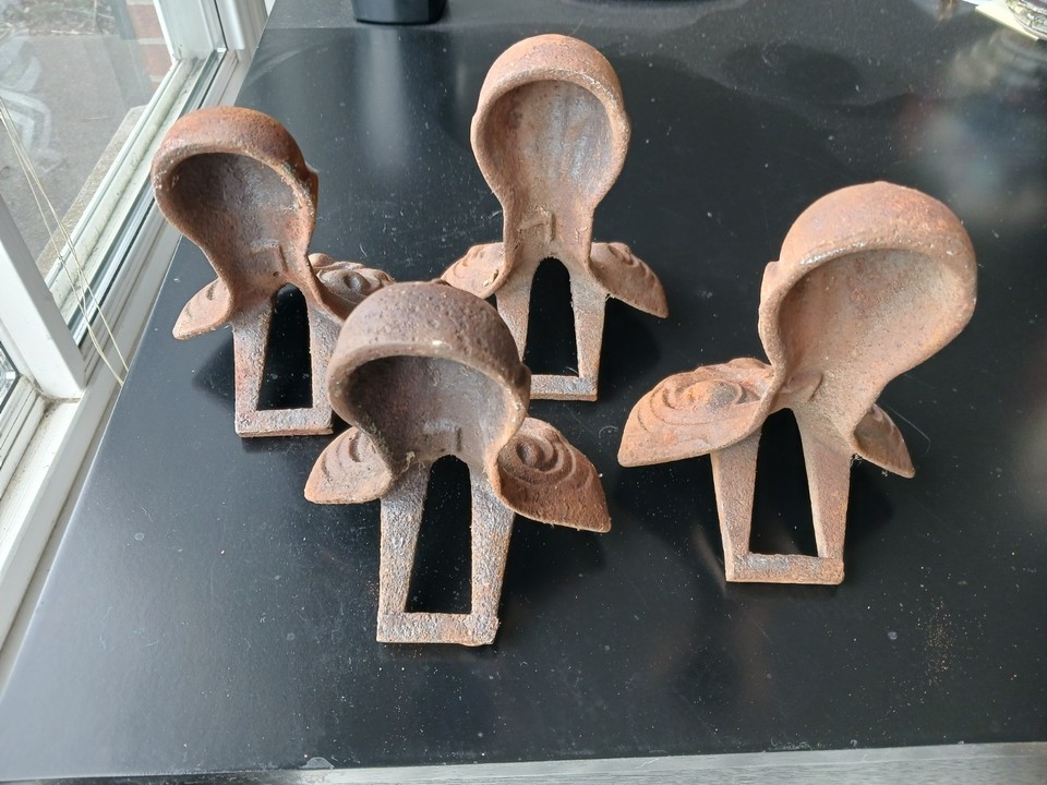 4 ANTIQUE ORNATE CAST IRON EAGLE TALON CLAW FOOT BATHTUB FEET SALVAGED ...