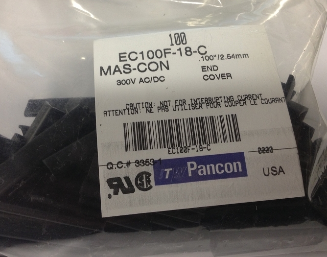 100 ITW/ Pancon Panduit Mas-Con End Cover p/n ECC100F18C .100" Spacing ...