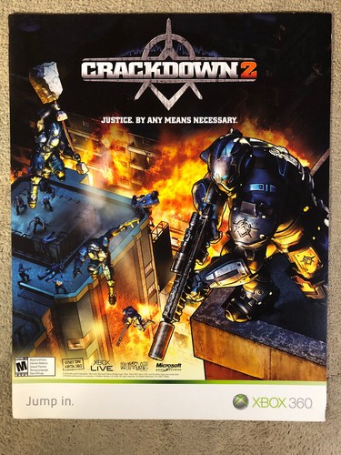 Authentic Crackdown 2 (Xbox 360) Video Game Promo Poster 28" x 22" RARE | eBay