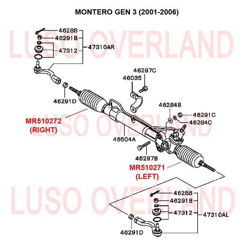 2001-2006 Mitsubishi MONTERO Inner Tie Rod Steering Rack Boot LEFT ...
