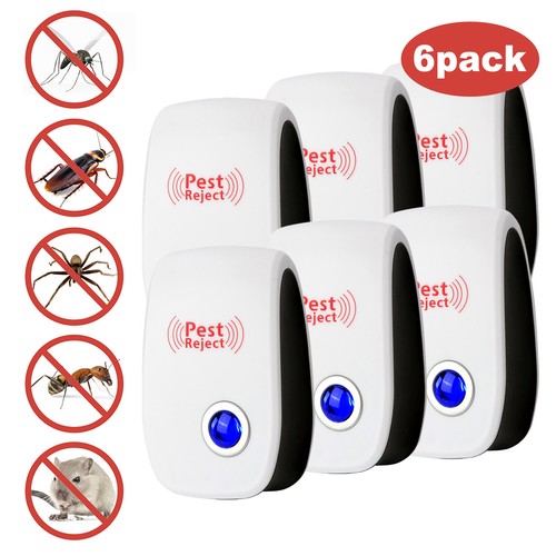 6PCS Pest Reject Pro Ultrasonic Repeller Reject Bug Mice Spider ...