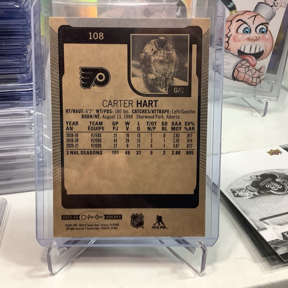 2021-22 O Pee Chee - Carter Hart - Close Up Head Shot Photo Variation ...