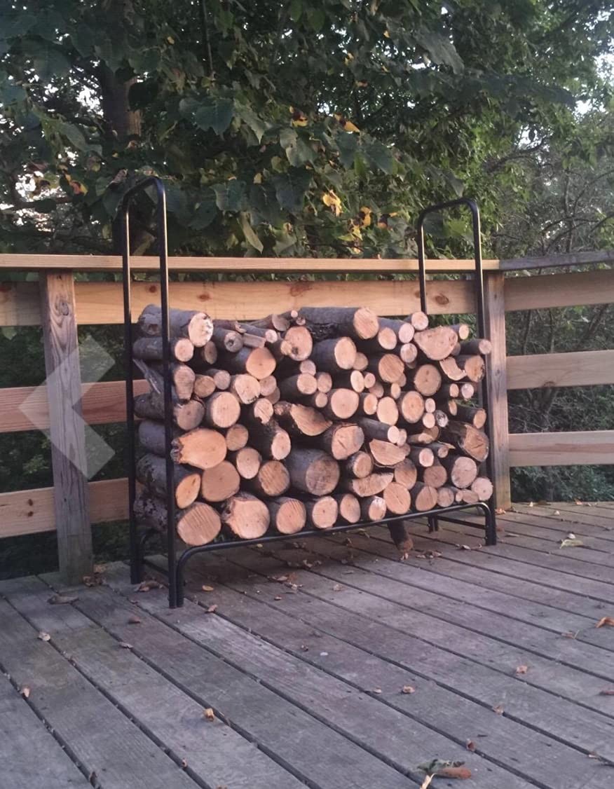 4 ft Firewood Rack - Outdoor/Indoor Wood Storage Holder - Heavy Duty ...